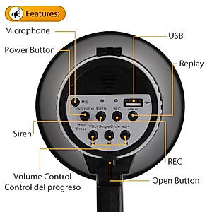MyMealivos 35 Watt Power Portable Megaphone Speaker PA Bullhorn with Detachable Handheld Microphone, Built-in Siren, USB Flash Drive & 240S Recording (Black)