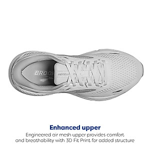 Brooks Women’s Adrenaline GTS 23 Supportive Running Shoe - White/Oyster/Silver - 9 Medium