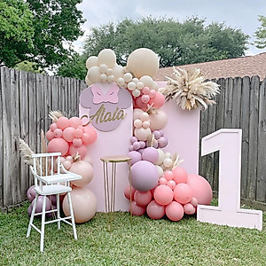 Purple Pink Balloon Garland Arch Kit Nude White Double Stuffed Balloons Cream Blush White Sand Latex Balloons Peach Pastel Light Purple Dusty Pink Balloon Birthday Party Decoration Boho Wedding
