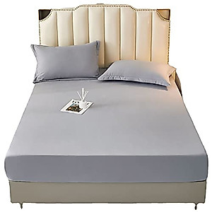 Hotel Bedding Sheets,Thick Brushed Solid Color Mattress Protector, Bedroom Hotel Mattress Topper, Fit 12"/30cm Deep Mattress,Yellow,150x200cm+30cm