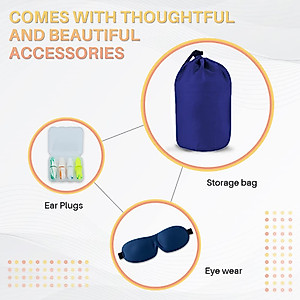 Fromeet Neck Pillows for Travel Inflatable Pillows for Sleeping Airplane Travel Neck Pillow for Office Napping with Eye Mask and Earplugs, Soft and Comfortable (Blue)