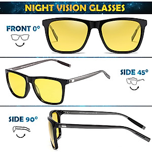 DUCO Night Driving Glasses for Headlight Anti-glare Night Vision Glasses With Yellow Lenses 3029 (Black)