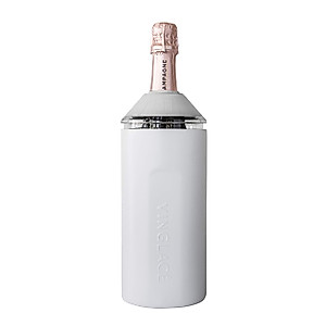 Vinglacé Wine Bottle Chiller- Portable Champagne Insulator- Stainless Steel Wine Cooler Sleeve, White