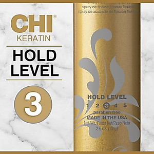 CHI Keratin Flex Finish Hair Spray, Lightweight Spray For Long-Lasting, Smooth Styling, Eliminates Frizz & Flyaways & Seals Out Humidity, 2.6 Oz