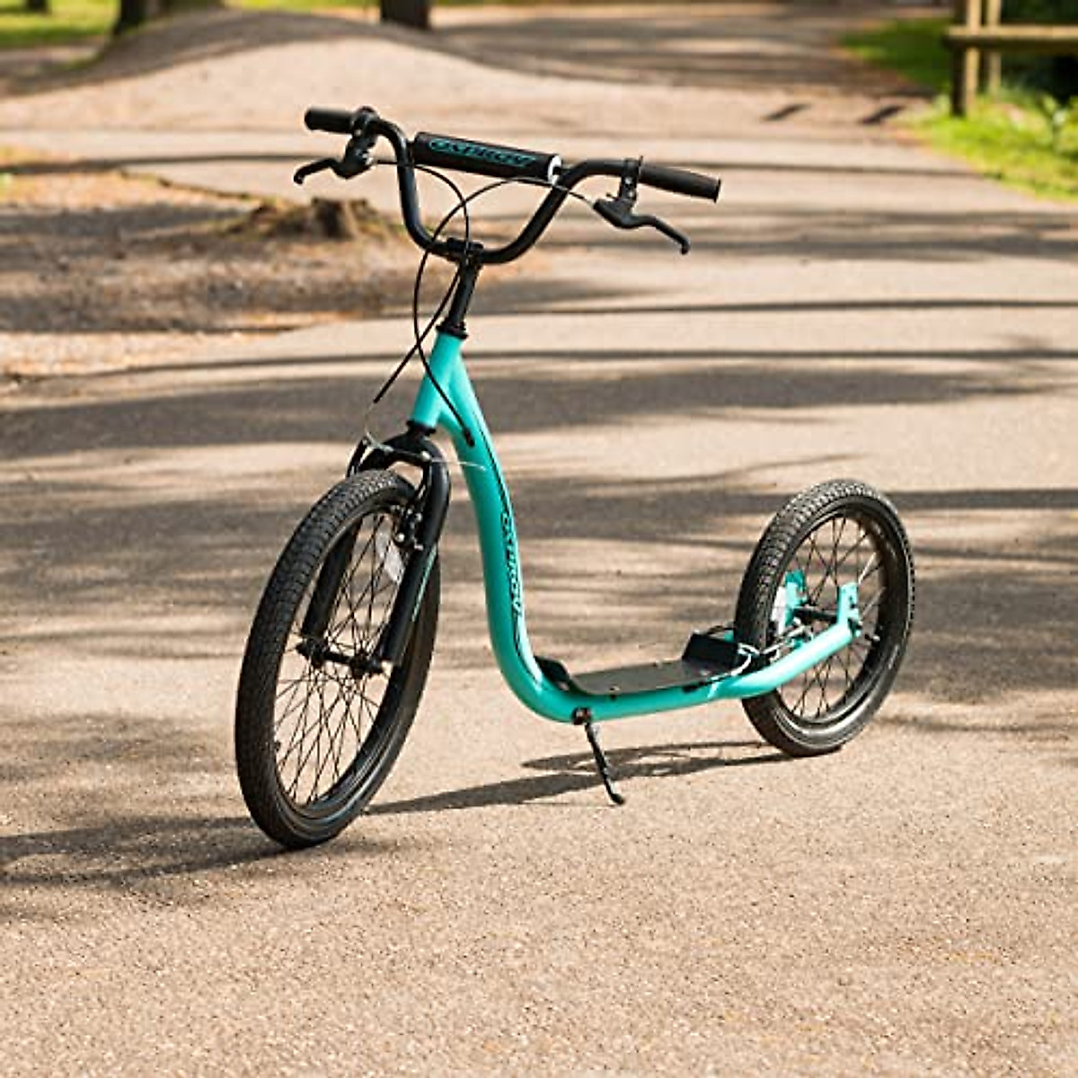 Osprey Adult Youth BMX Kick Scooter | 20 x 16 Inch Big Wheels, Kids Teen Bicycle Off Road Scooter with Adjustable Handlebars Inflatable Wheels and Caliper Brakes - Blue