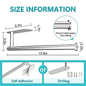 VMVN Paper Towel Holder Under Cabinet, Adhesive Wall Mount Paper Towels Holder,Kitchen Towel Holder, Stainless Steel Paper Holder for Kitchen Bathroom with Screws