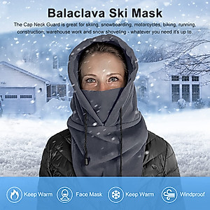 BINE Mens Winter Hat Cold Weather Face Mask Balaclava Hood Outdoor Sports Balaclava Windproof Gray