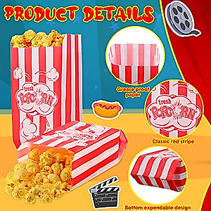 Sherr 500 Pcs Paper Popcorn Bags Disposable Popcorn Bags Individual Servings 1 oz Red and White Paper Bags Popcorn Machine Accessories Small Popcorn Bag for Movie Nights, Concessions, Birthday Party