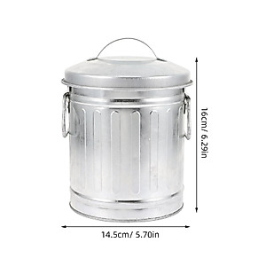 Cabilock Ash Bucket with Lid Galvanized Metal Canister Dry Food Storage Container Mini Trash Can Wastebasket Iron Fireplace Charcoal Bucket Ash Can Pen Holder for Stove B