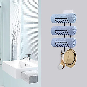 Towel Rack for Bathroom, Towel Holder for Bathroom Wall Mounted, Hanging Towel Organizer for Bathroom Towel Storage, Set of 2 (Black)