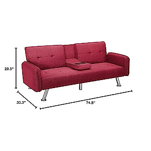ERDAYE 64 inches Modern Loveseat Sofa, Red