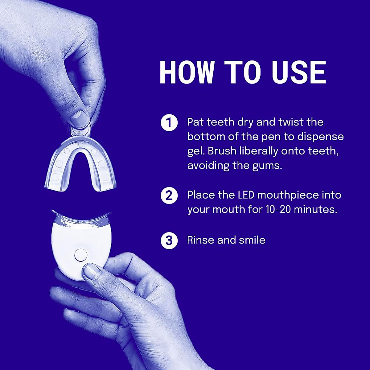 Active Wow 24k White Premium Teeth Whitening Kit - LED Teeth Whitening Kit, Teeth Whitening Light, Fluoride Free, Teeth Whitening Kit with LED Light - Mint Flavor, 30 Treatments