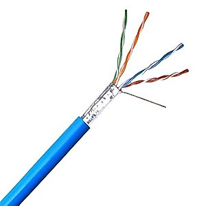 1000' FT CAT6 Cable FTP Solid Copper Foil Shielding 23 AWG Blue High Performance 550 MHz CMR Ethernet Network Data 4 Pair UL Listed Category 6 Computer Line