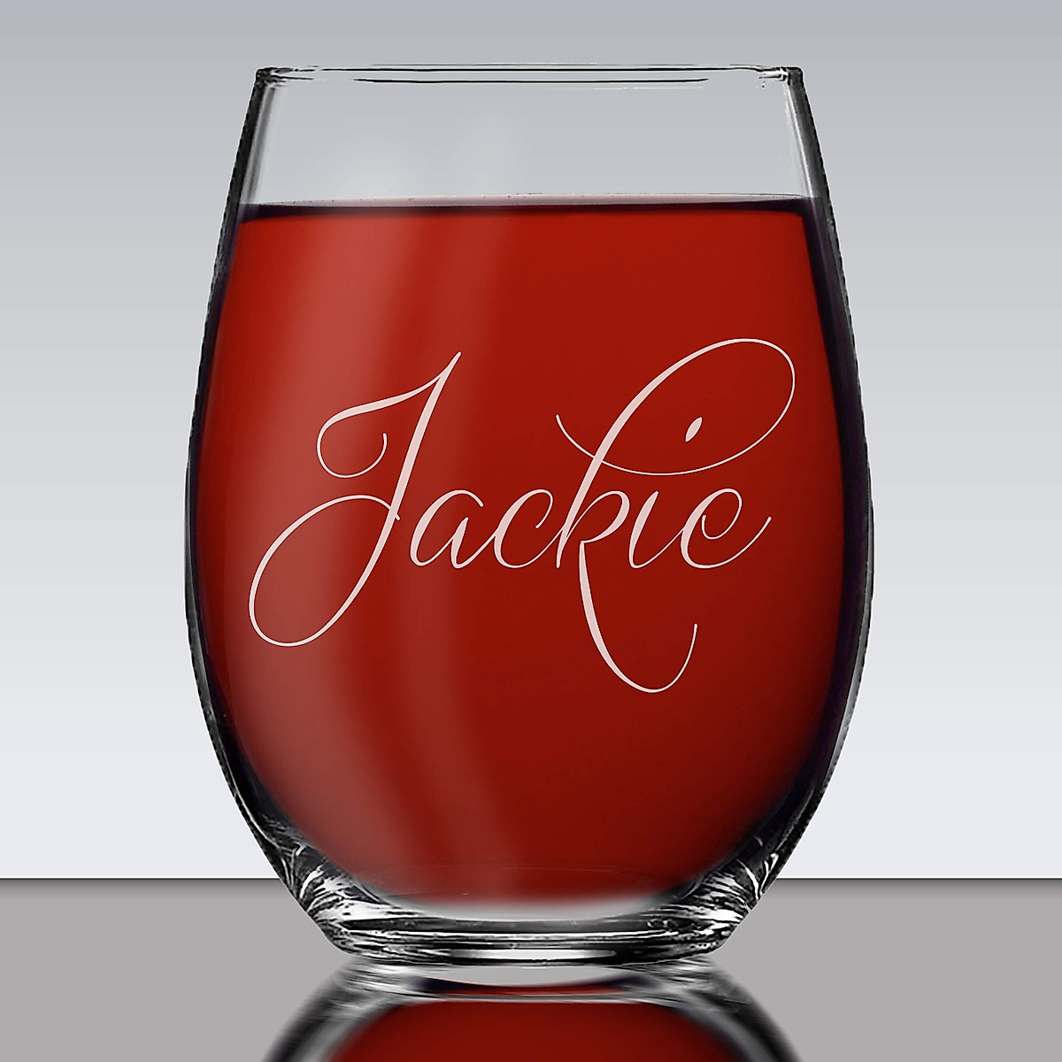 The Wedding Party Store, Personalized 15oz Stemless Wine Glass - Custom Engraved with Any Name and Initial