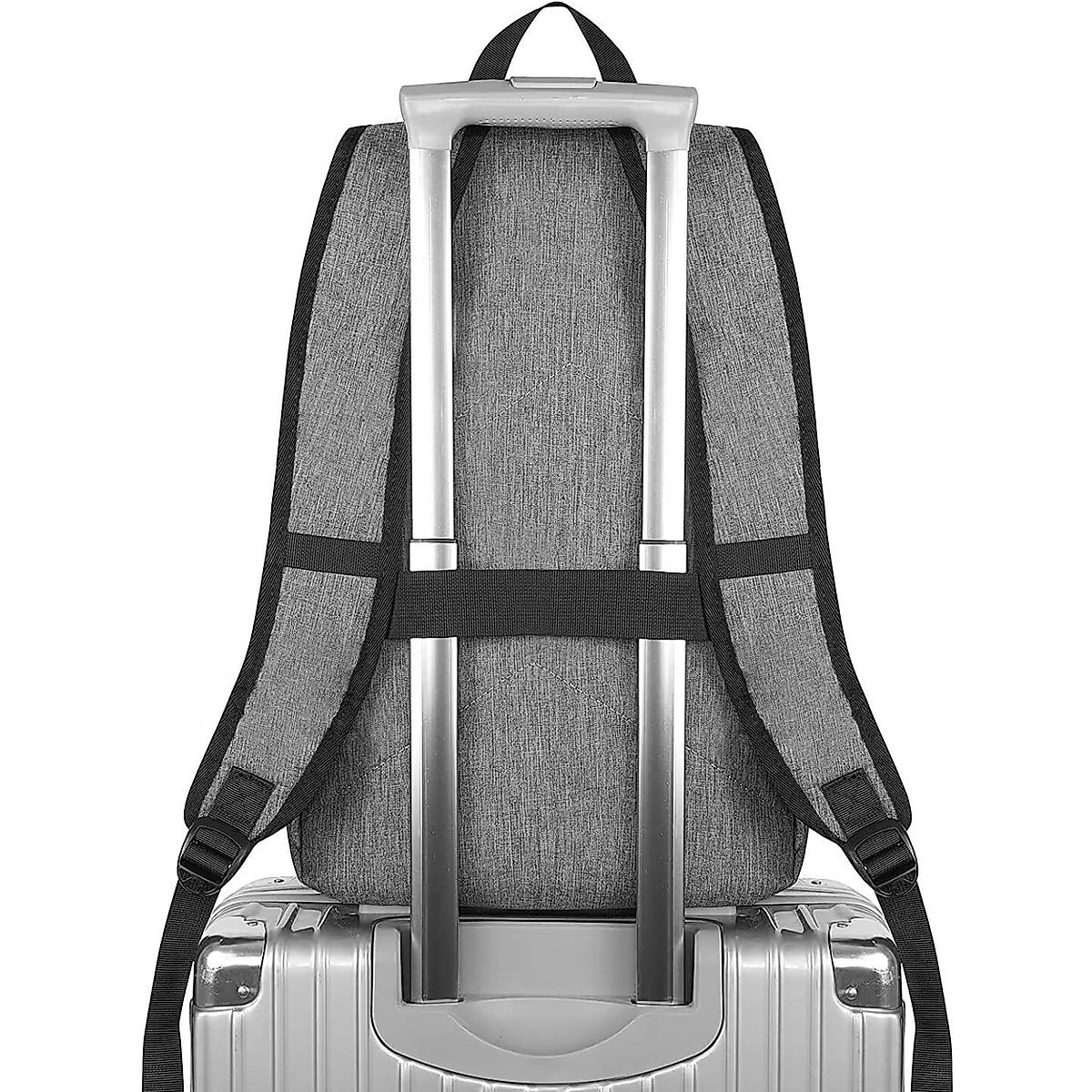 Mancro Laptop Backpack for Travel, 15.6 in Anti-Theft Business College School Bookbag for Men Women with USB Charging Port & Lock, Gifts for Teenage, Water Resistant Travel Computer Bag Daypack, Grey