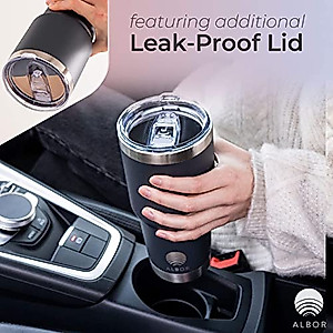 ALBOR 30 oz Insulated Coffee Tumbler With Lid and Straw, Insulated Water Bottle, Stainless Steel Tumbler, Leak Proof Water Bottle, Travel Coffee Mug (Gray, 30 oz)