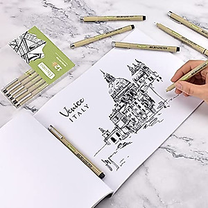 Dacono Drawing Pens, Set of 12 Micro-Pen Fineliner Ink Pens, Black Precision Multiliner Pens for Artist Illustration, Sketching, Calligraphy,Technical Drawing, Manga, Anime, Scrapbooking