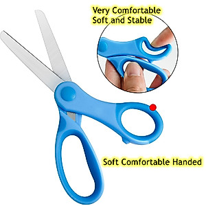 Kids Scissors,Scissors for School,Soft Comfort-Grip Handles Blunt Kids Safety Scissors For Supplies Home Student Classroom Craft Scissors 5.5 inch Blue Pink Red Yellow Children Scissors