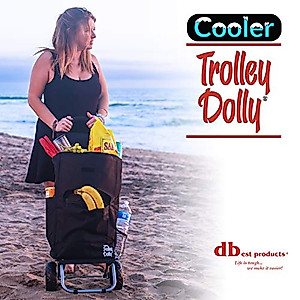 dbest products Cooler Trolley Dolly, Black Insulated cooler bag folding collapsible rolling shopping grocery tailgating bbq beer ice cart 14" x 17" x 38"