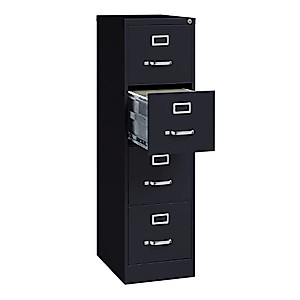 Office Dimensions Commercial 4 Drawer Letter Width Vertical File Cabinet, 22" Deep - Black