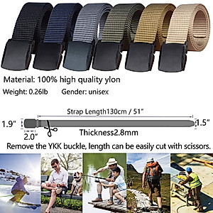 LionVII Mens Belts Web - Nylon Belt for Men with Plastic Buckle Durable Breathable for Work Outdoor, Adjustable [53" L x 1.5" W](Black)