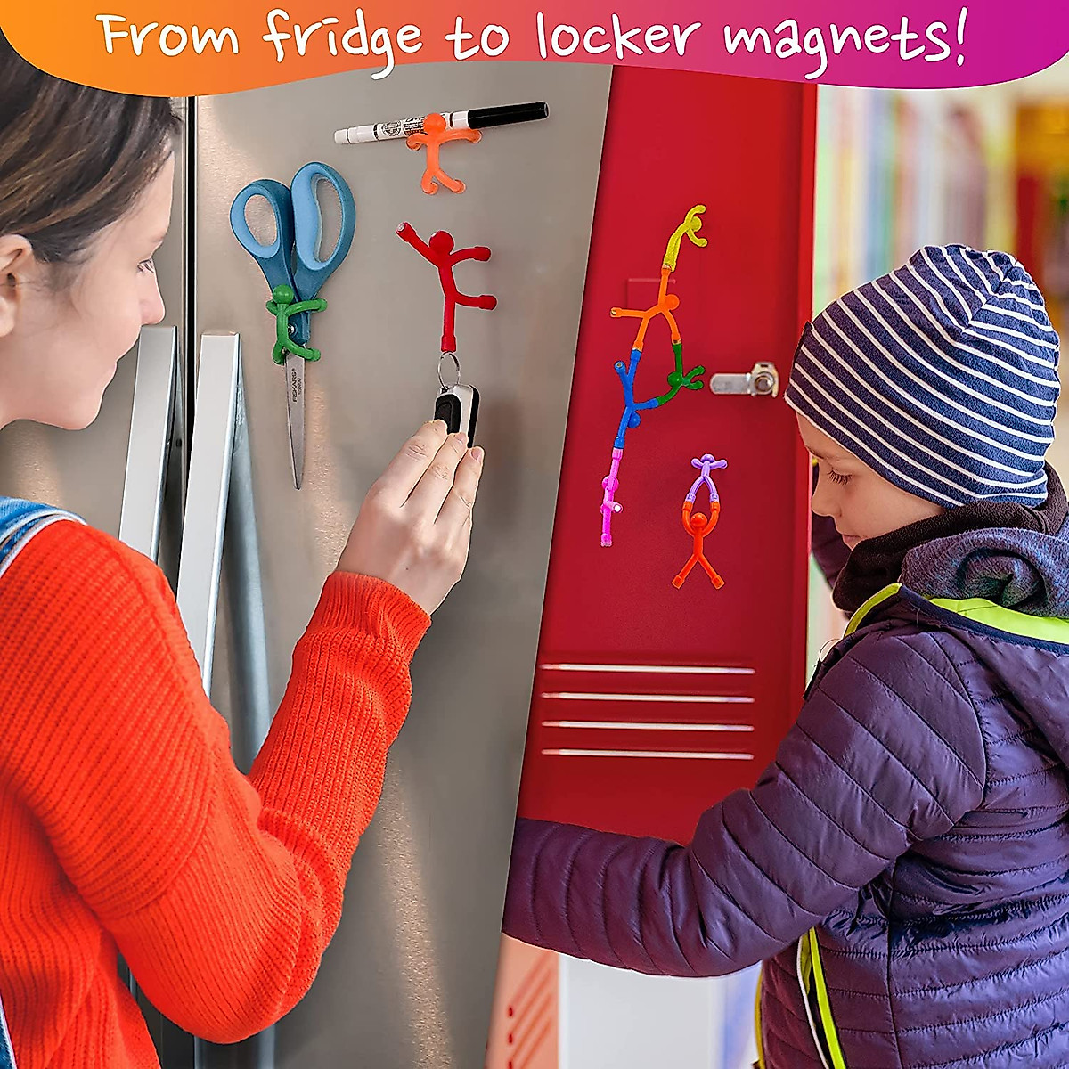 MAGMEN Magnetic Travel Toys, Stretchy, Fun, and Educational Fidget Toys for Kids and Adults Ages 3 and Up Pack of 10 Solid