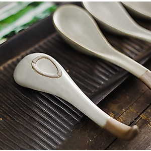 123Arts 4pcs Ceramic Japanese Retro Soup Spoons Dessert Spoons