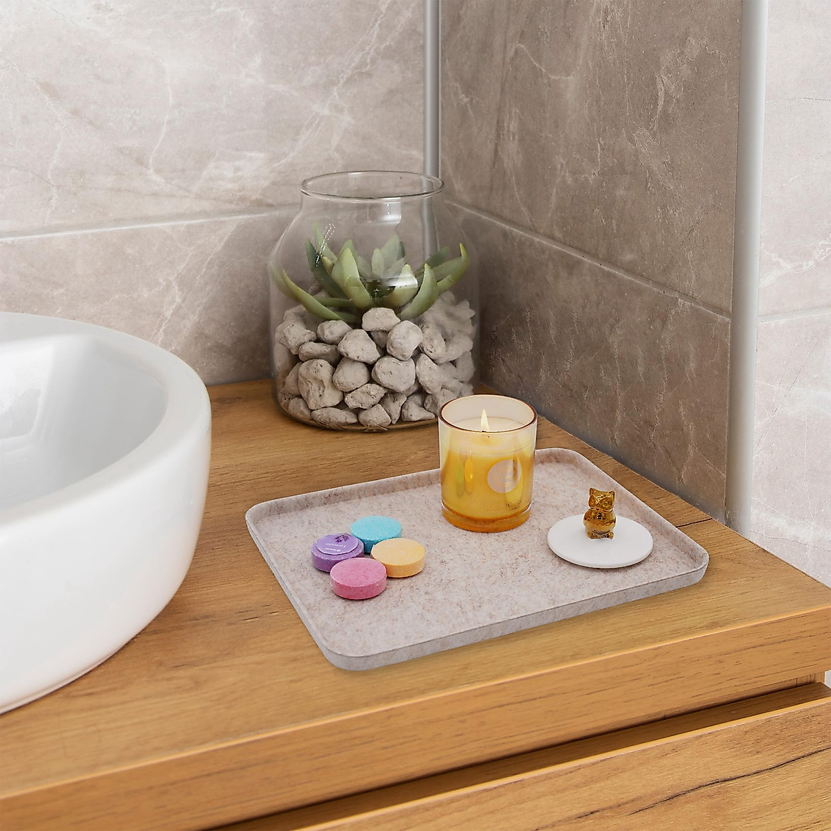 Welaxy felt tray Lid for Storage Bins Drawer Organizer bin cap of the box (M, Oatmeal Lid)