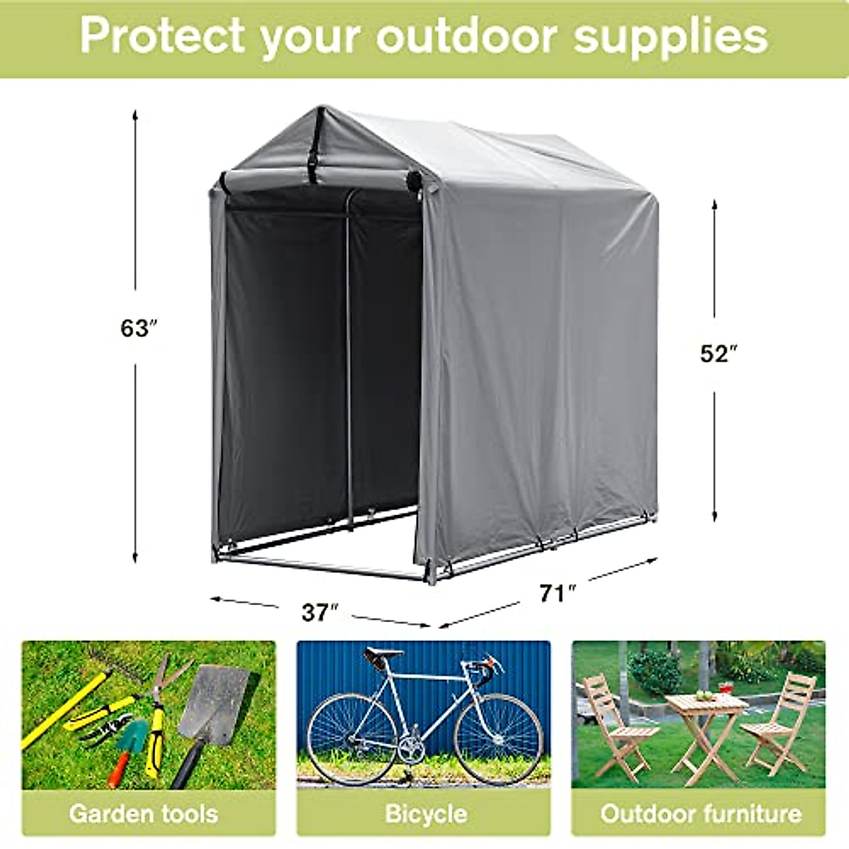 Devoko Outdoor Storage Shed 6x3 FT Waterproof Carport Shelter