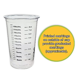 20 8oz Disposable Graduated Clear Plastic Cups for Mixing Paint, Stain, Epoxy, Resin