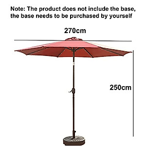 ZJDU 9 Ft Solar LED Lighting Patio Umbrella,Market Garden Sun Shade Umbrella, with 32 Lights/Crank and 8 Ribs,for Garden, Lawn, Deck, Backyard & Pool,Coffee