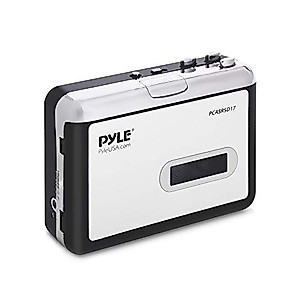 2-in-1 Cassette-to-MP3 Converter Player Recorder - Portable Battery Powered Tape Audio Digitizer, USB Walkman Cassette Player with Manual/Auto Record, 3.5mm Audio Jack, Headphones, Power Cable - Pyle