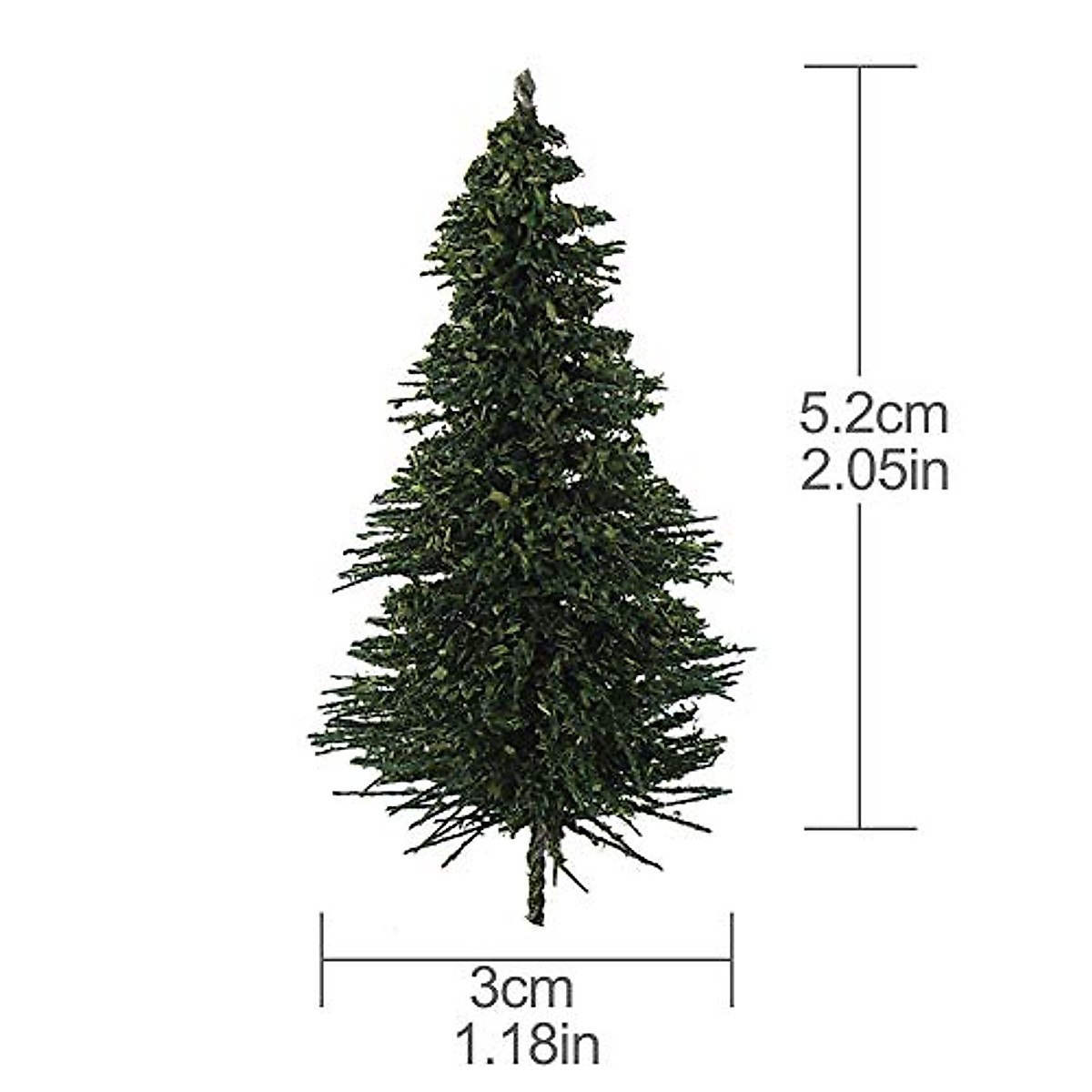 S0805 50PCS Dark Green Pine Model Cedar Trees 2.05inch (52mm) for Model Railroad Scenery Landscape Layout HO N Scale New (2Inch)
