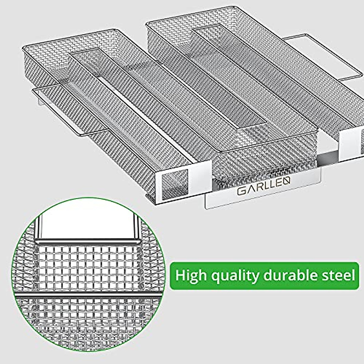 Cold Smoke Generator, GARLLEN Stainless Steel Cold Smoker, BBQ Grill Cold Smoke Box with Brush and Hooks, Smoke Generator Cold Smoking for Garden Camping Cooking
