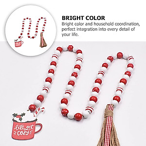 BESPORTBLE Christmas Wooden Bead Garland with Tassels: Christmas Tiered Tray Decor, Farmhouse Wall Hanging Wooden Beads with Tassels for Christmas Tree Decoration, Fireplace Ornaments