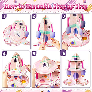 ANGOLIO 3 Tier Watercolour Outer Space Cupcake Stand Outer Space Party Supplies Cake Stand for Kids Birthday Party Decorations Space Theme Dessert Tower Party Baby Shower Birthday Party Supplies