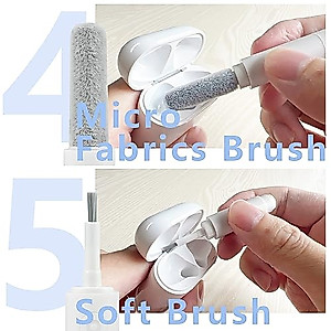 Cleaner Kit for Airpods, 5 in 1 Earbuds Cleaning Tool, Multi-Function Airpods Cleaning Pen for Airpods Pro with Plush Cloth for Earbuds,Earphone,iPod,iPhone,iPad Cleaning Tools
