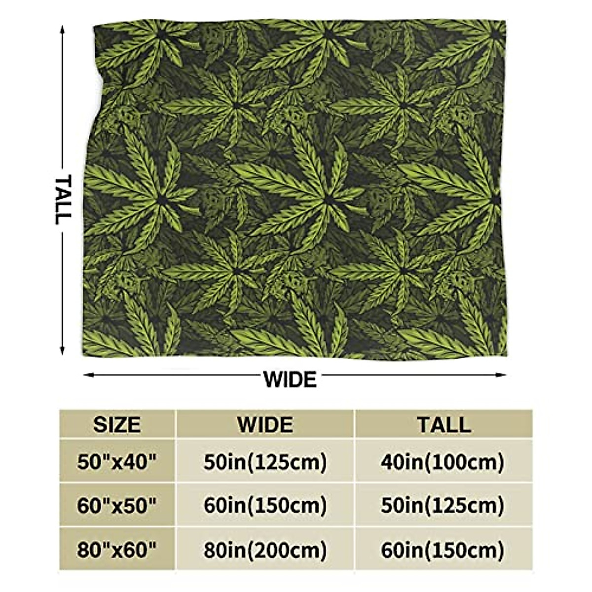 DICITNET Green Leaves of Weed Blanket Throw Blanket Lightweight Microfiber Blankets for Bed Couch Sofa Blanket Quilt 80"X60"