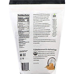MADHAVA Organic Coconut Sugar 3 Lb. Bag (Pack of 1), Natural Sweetener, Sugar Alternative, Unrefined, Sugar for Coffee, Tea & Recipes, Vegan, Organic, Non GMO