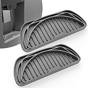 Silicone Refrigerator Drip Catcher Tray - Hvatry Water Dispenser Drip Tray Protection Pad - Anti-Slip, Cuttable, Dishwasher Safe - Keep Your Fridge Clean and Tidy - Black, 2 Packs