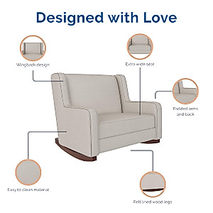 Baby Relax Hadley Upholstered Double Rocker Chair, Beige Microfiber