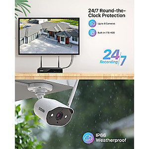 ZOSI 8CH 2K Wireless Security Camera System with 1TB Hard Drive,8x 3MP WiFi Outdoor Surveillance Cameras,Night Vision,Light and Siren Alarm,2 Way Audio,2K H.265+ 8Channel NVR for 24/7 Recording
