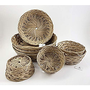 CalCastle Round Gift Baskets, Woven Bread Roll Baskets, Food Serving Baskets, Natural Coco Midrib Material (7" - 3 PCS)