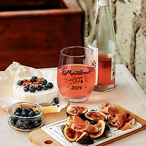 Futtumy Graduation Gift, Mastered it 2023 Stemless Wine Glass 17oz, Graduation Wine Gift for Him Her College and High School Graduates, College Graduation Gift 2023 Graduation Gift MBA Graduation Gift