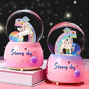 VECU Unicorn Snow Globe for Kids, 100 MM Snow Globe With Musics, Perfect Unicorn Music Box for Girls, Granddaughters Babies Birthday