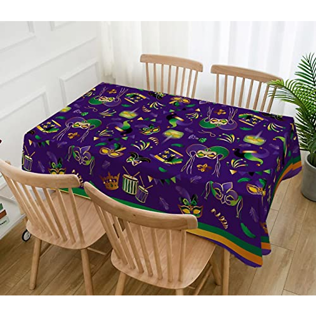 Hafangry Mardi Gras Carnival Tablecloth Masquerade Party Decoration New Orleans Mask Kitchen Dining Room Table Cover-60×84inch