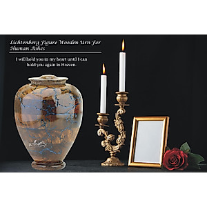 Handmade Rosewood Cremation Urn for Human Ashes Adults Male Female – Lichtenburg Figure Resin Burial Funeral Round Keepsake Memorial Urns (Blue Resin, Medium Ashes Holding Capacity 120 Cubic Inches)