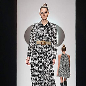 Geyoga 4 Pieces Straw Belts for Women Dresses Straw Woven Elastic Stretch Wide Waist Belt Bohemian with Buckle (38 Inch Long)