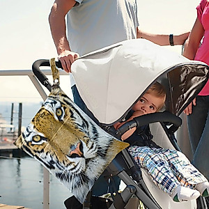 visesunny Tiger 2Pcs Wet Bag with Zippered Pockets Washable Reusable Roomy for Travel,Beach,Pool,Daycare,Stroller,Diapers,Dirty Gym Clothes, Wet Swimsuits, Toiletries