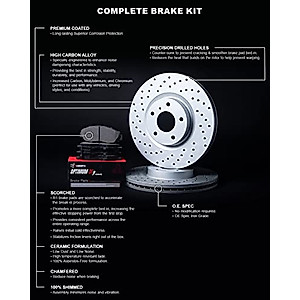 R1 Concepts Rear Brakes and Rotors Kit |Rear Brake Pads| Brake Rotors and Pads| Optimum OEp Brake Pads and Rotors|fits 2010-2019 Hyundai Santa Fe, Santa Fe Sport, Santa Fe XL; Kia Sorento